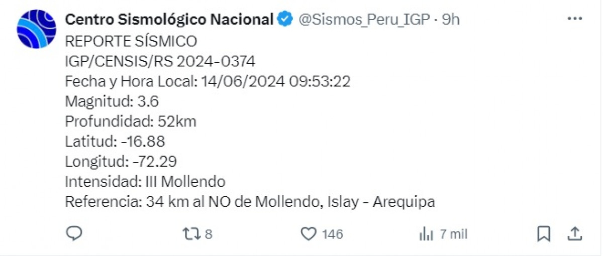 Último temblor en Perú hoy, sábado 15 de junio: dónde fue el epicentro de sismo vía IGP ...